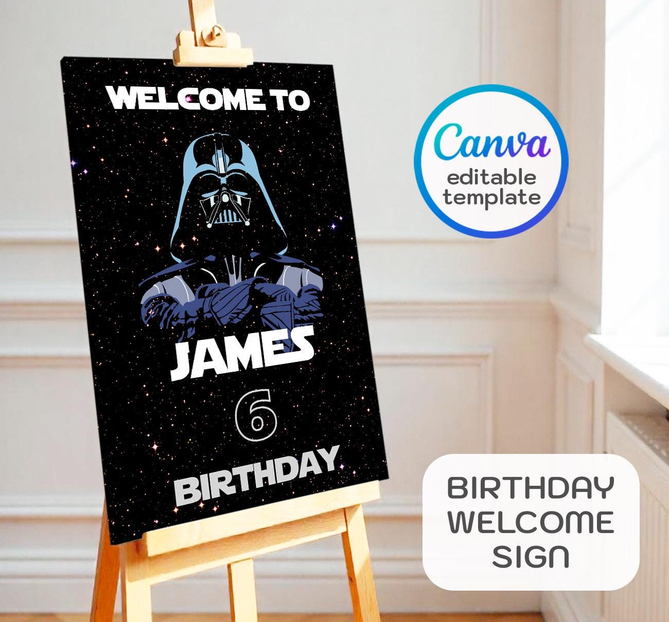 Printable Star Welcome Sign Template, Birthday Stormtrooper Wars Party ...
