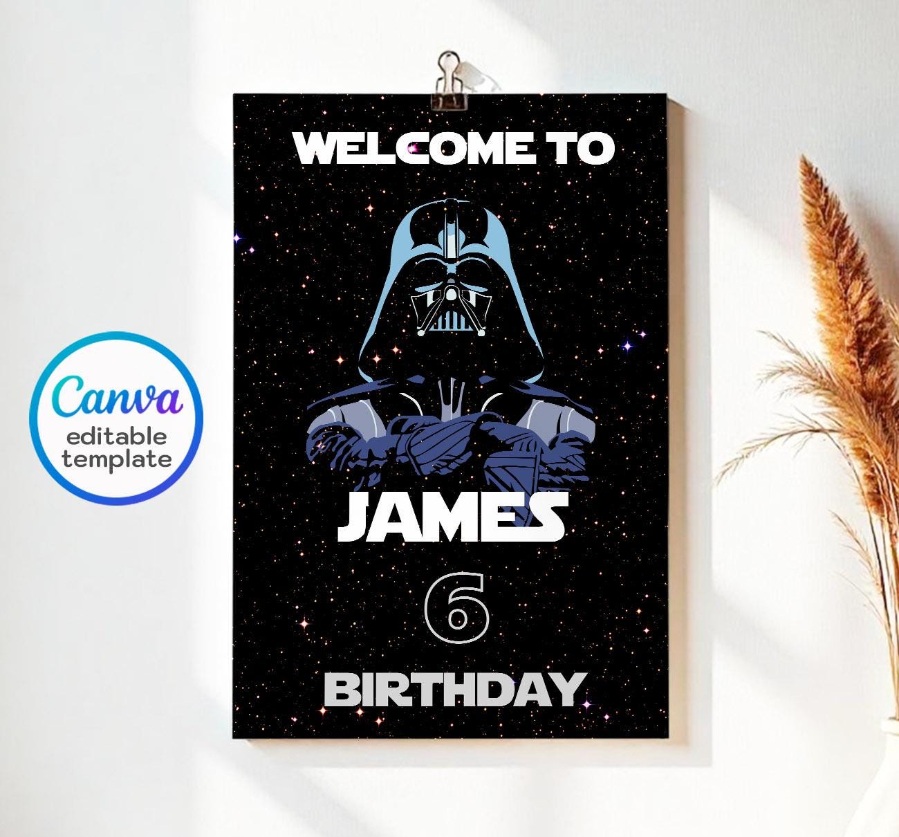 Printable Star Welcome Sign Template, Birthday Stormtrooper Wars Party ...