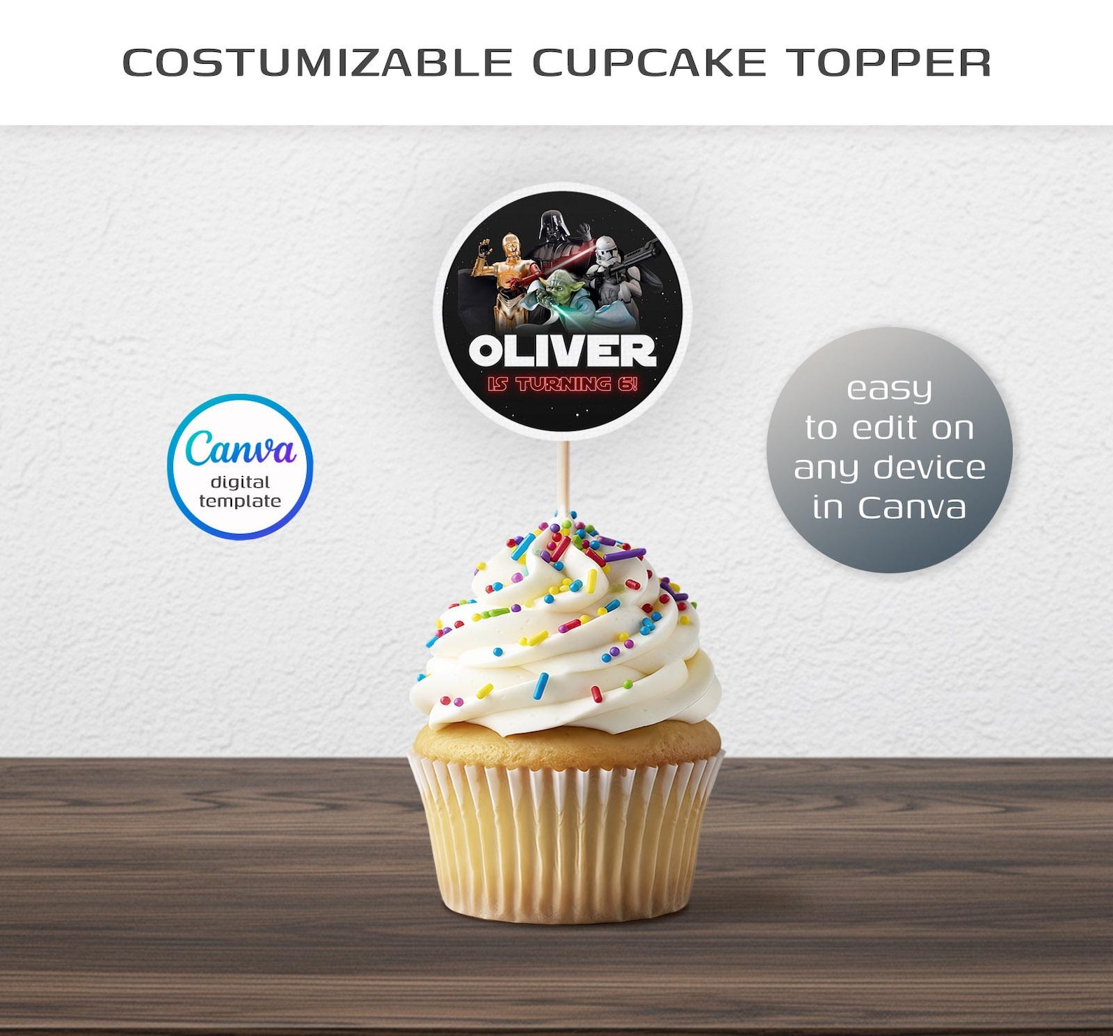Strar Wars Printable Cupcake Toppers, Birthday Cake Decor, Party ...