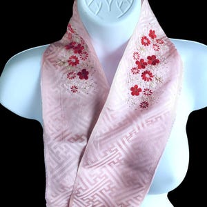 Vintage Japanese Haneri Kimono Collar Pink Silk Sakura Blossom ...