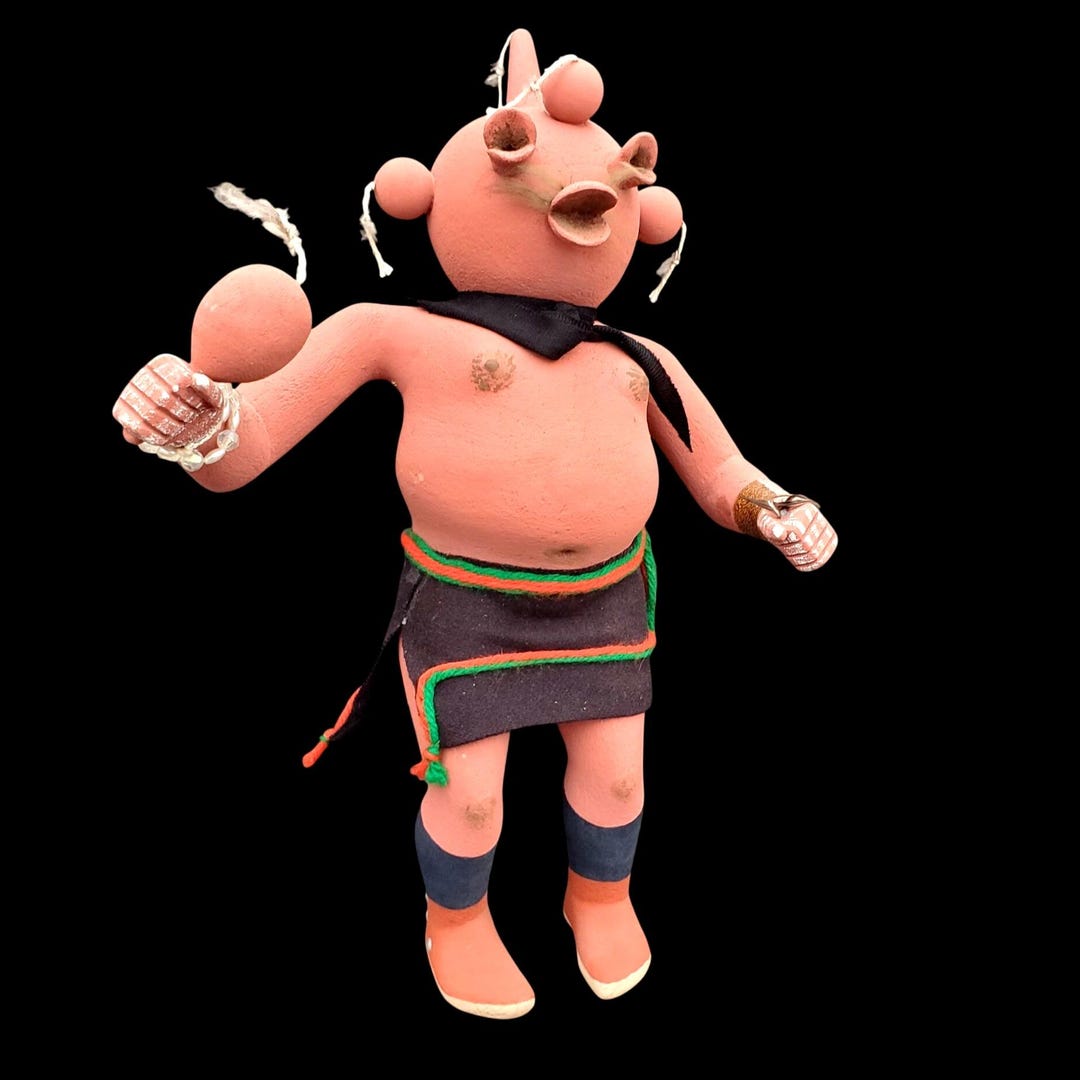 Vintage Zuni Hopi Katsina Mudhead Carved Wood Kachina Doll With Rattle ...