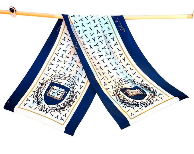 Yale University Logo Silk Scarf Rectangle Blue White 18 X 60 Inches - Etsy