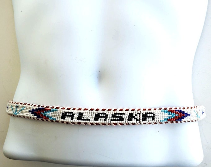 Alaska Vintage Beaded Belt Western Souvenir Size Medium - Etsy