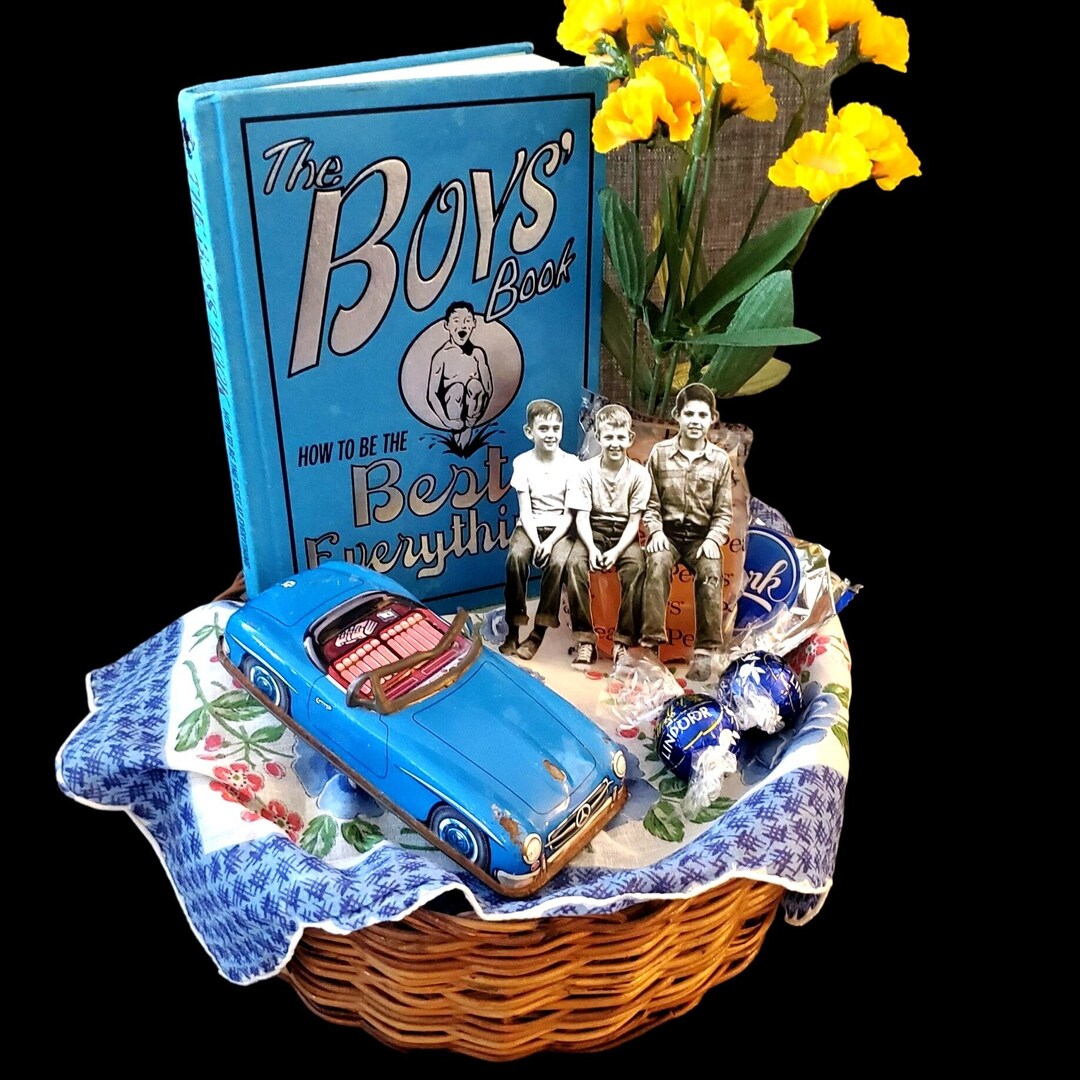 Vintage Boys Collectibles Gift Basket Mother's Father's Day Birthday ...