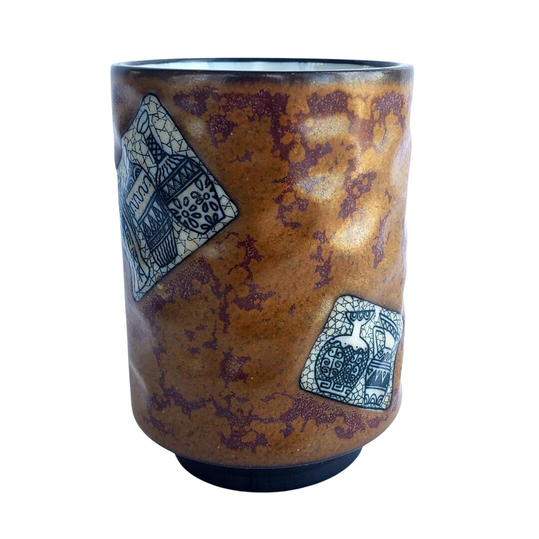 Ceramic Tea Cup Asian Style Japanes Brown Glaze Handcrafted Textured 4 ...