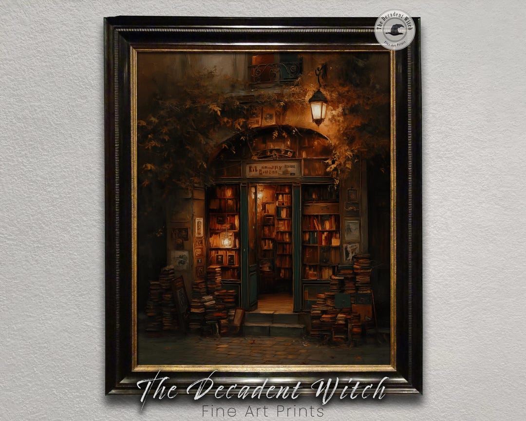 Vintage Literary Wall Art Printable Dark Academia Bookstore Painting ...
