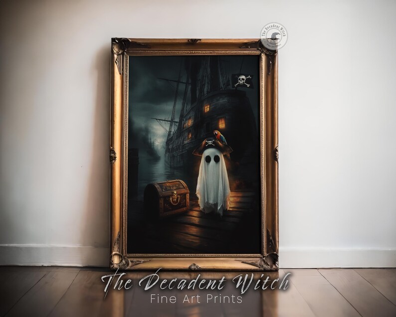Ghost Pirate Art Print | Dark Academia Halloween Decor | Gothic ...