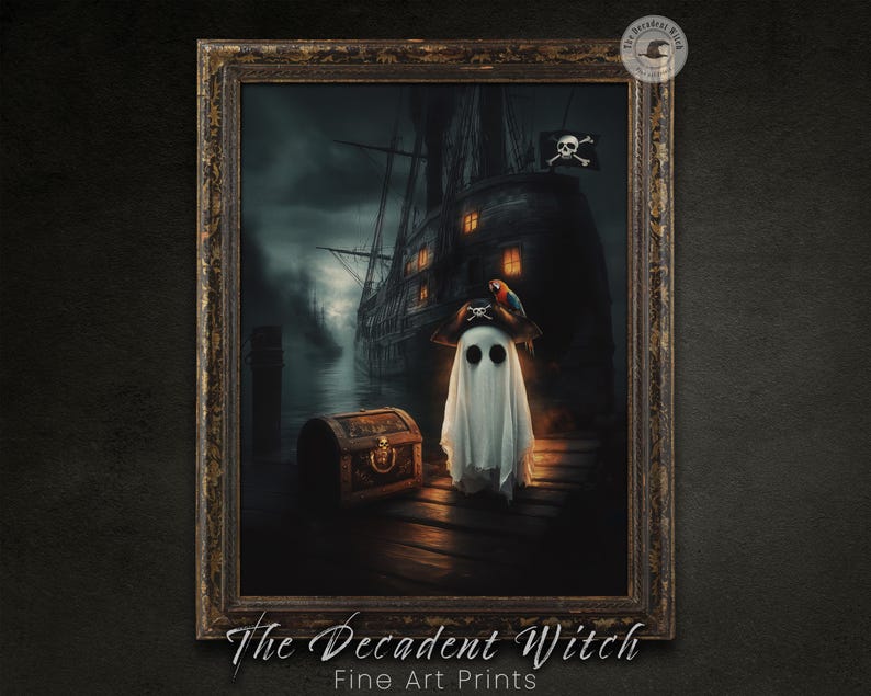 Ghost Pirate Art Print | Dark Academia Halloween Decor | Gothic ...