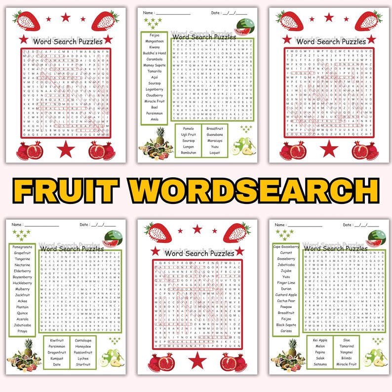 Fruits Word Search Puzzle Worksheet Activity | 100 Printable Puzzle ...