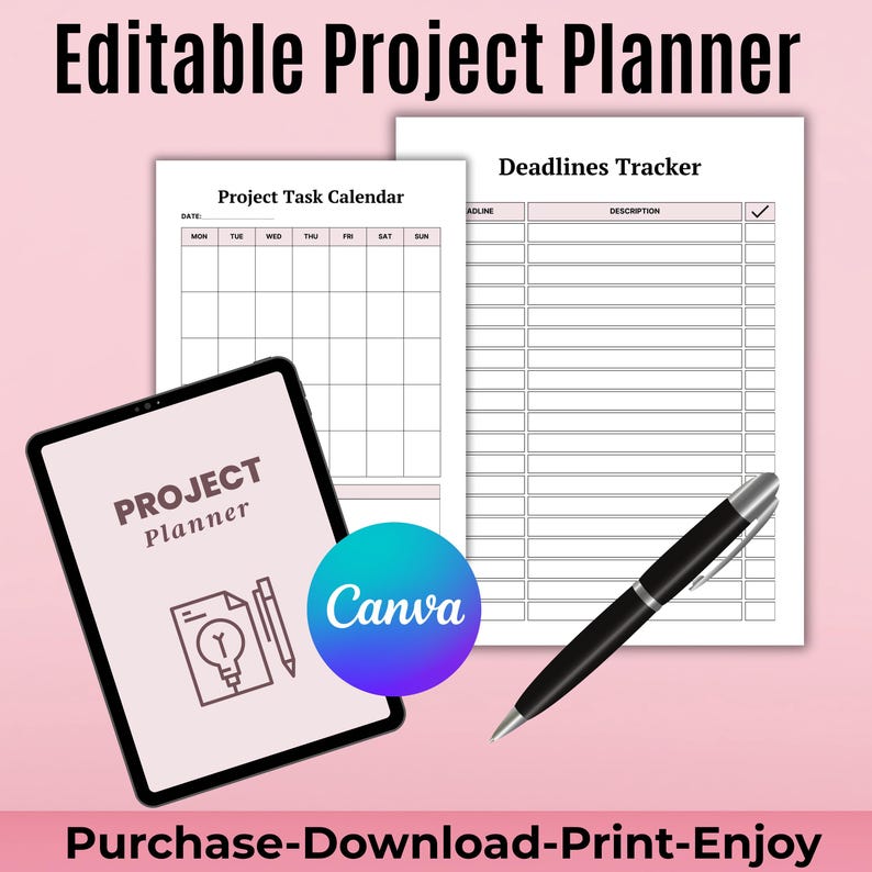 Editable Project Planner, Printable Project Planning Templates, Project ...