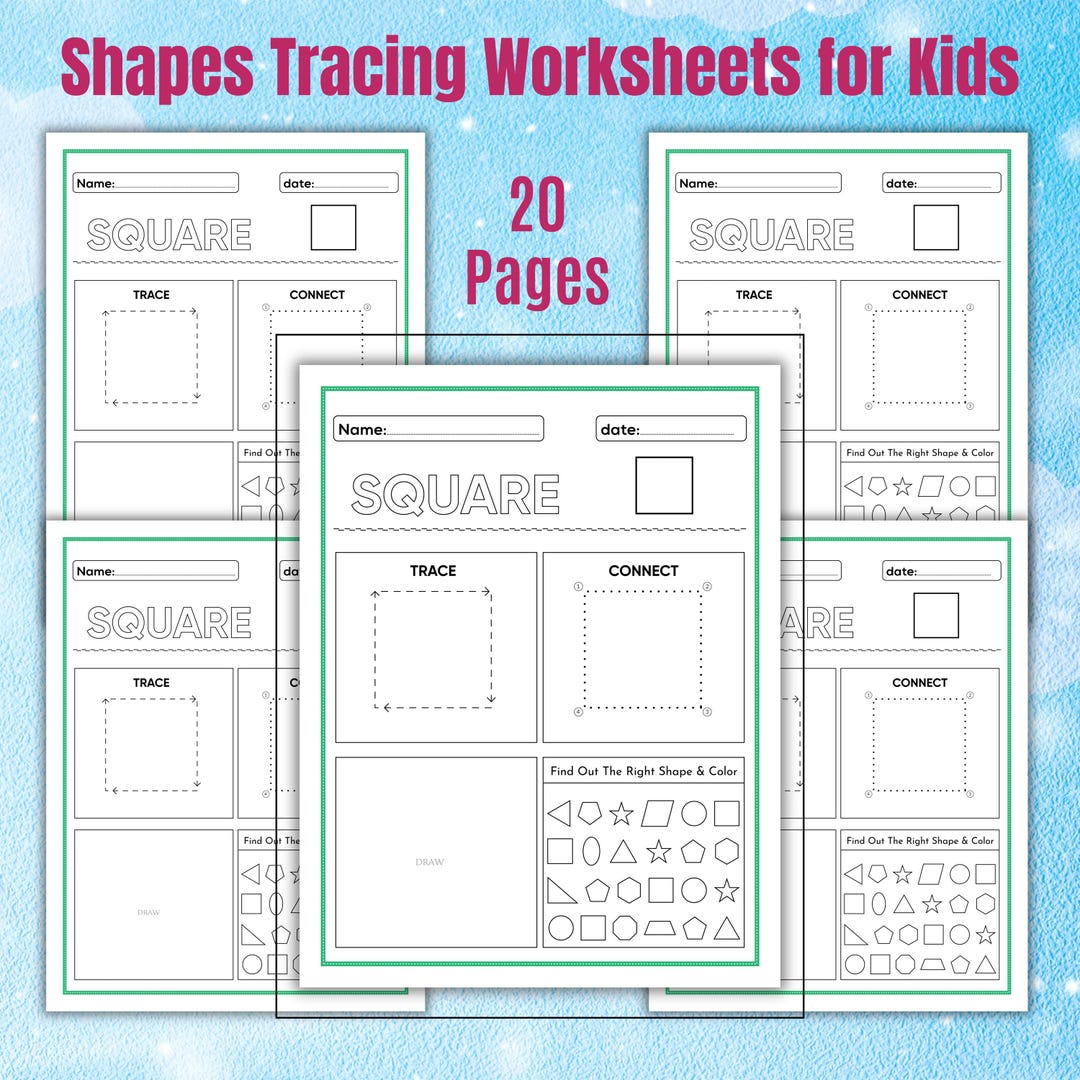 20 Printable Trace the Shape Worksheets, Preschool Learning Shapes ...