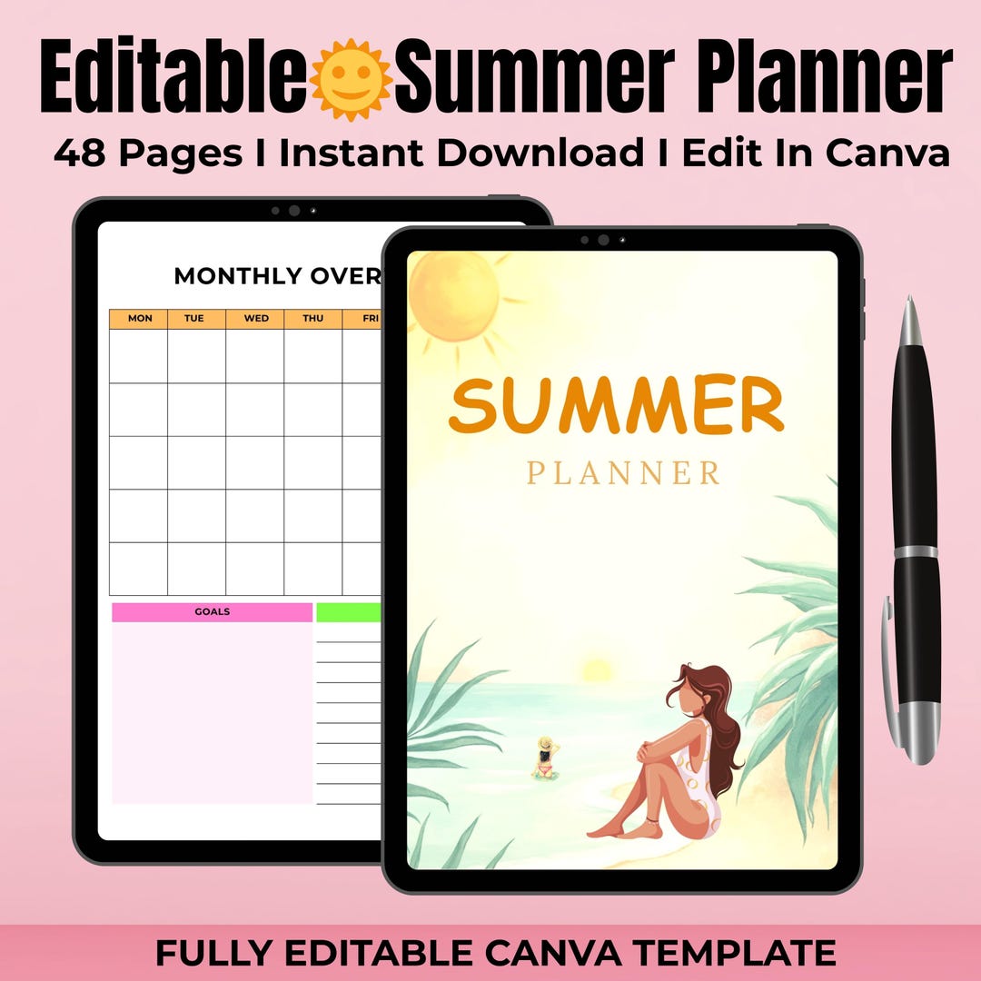 Editable Summer Planner 2025 Printable Summer Calendar, Summer Kids ...