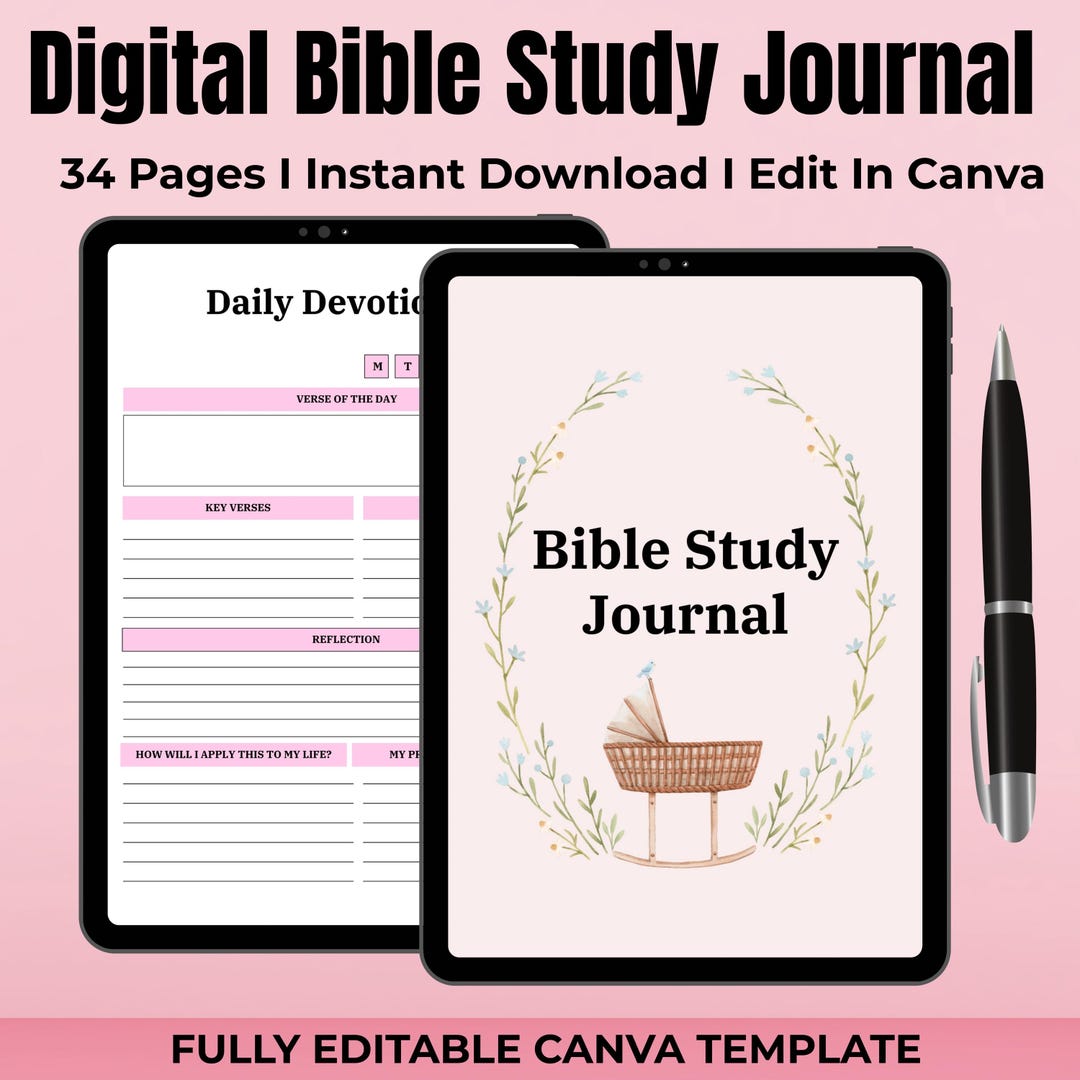 Digital Bible Study Journal PORTRAIT | Hyperlinked Bible Study Guide ...
