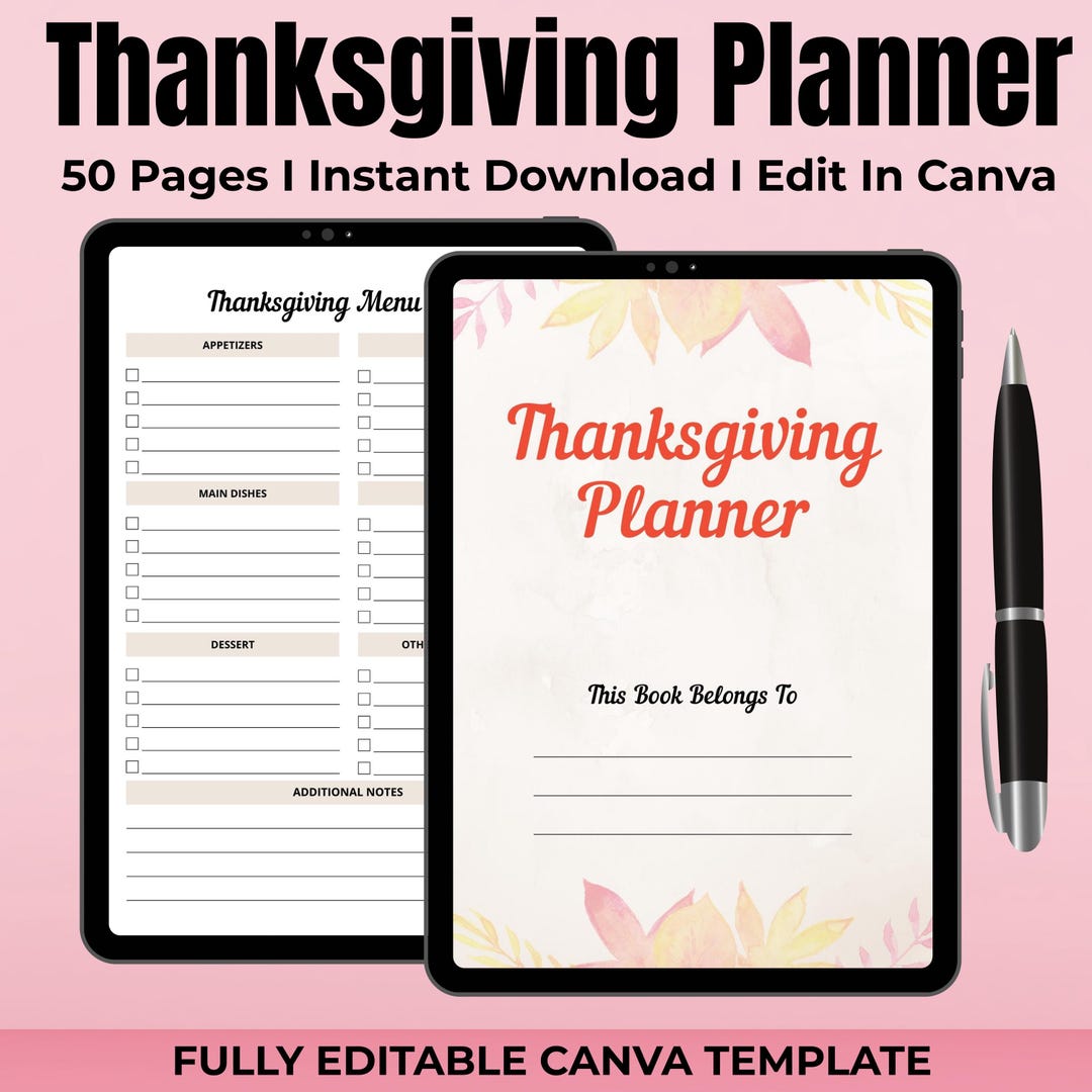 Thanksgiving Planner Printable, Thanksgiving Organizer, Thanksgiving ...