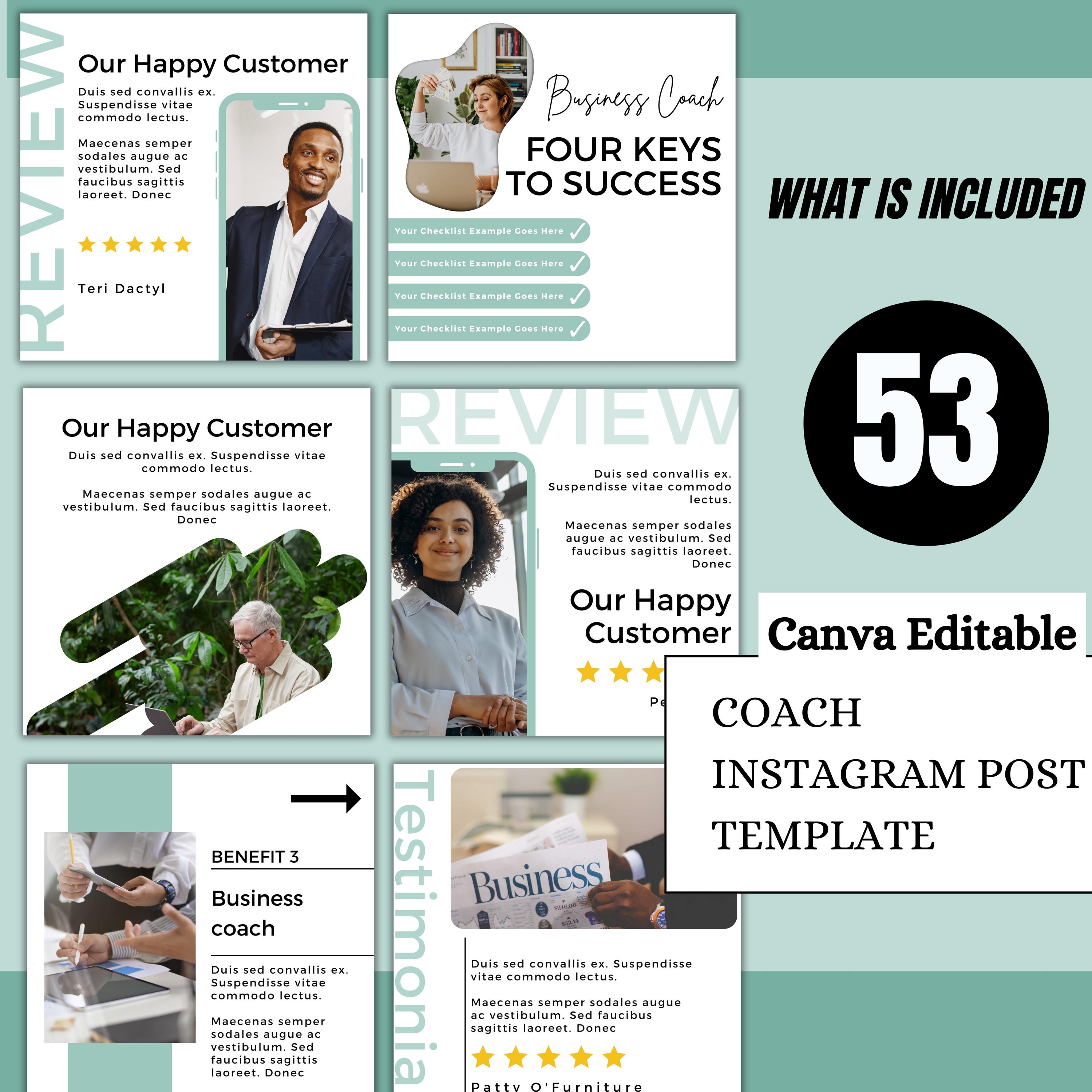 Coach Instagram Post Templates | Canva Editable Social Media Toolkit - Etsy