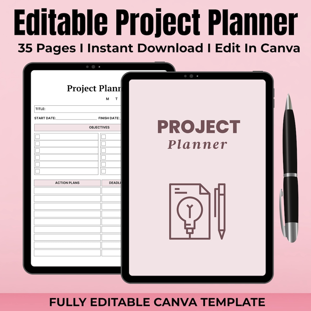 Editable Project Planner, Printable Project Planning Templates, Project ...