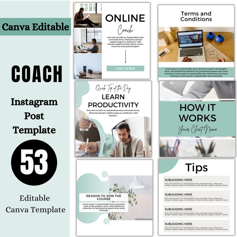 Coach Instagram Post Templates | Canva Editable Social Media Toolkit - Etsy