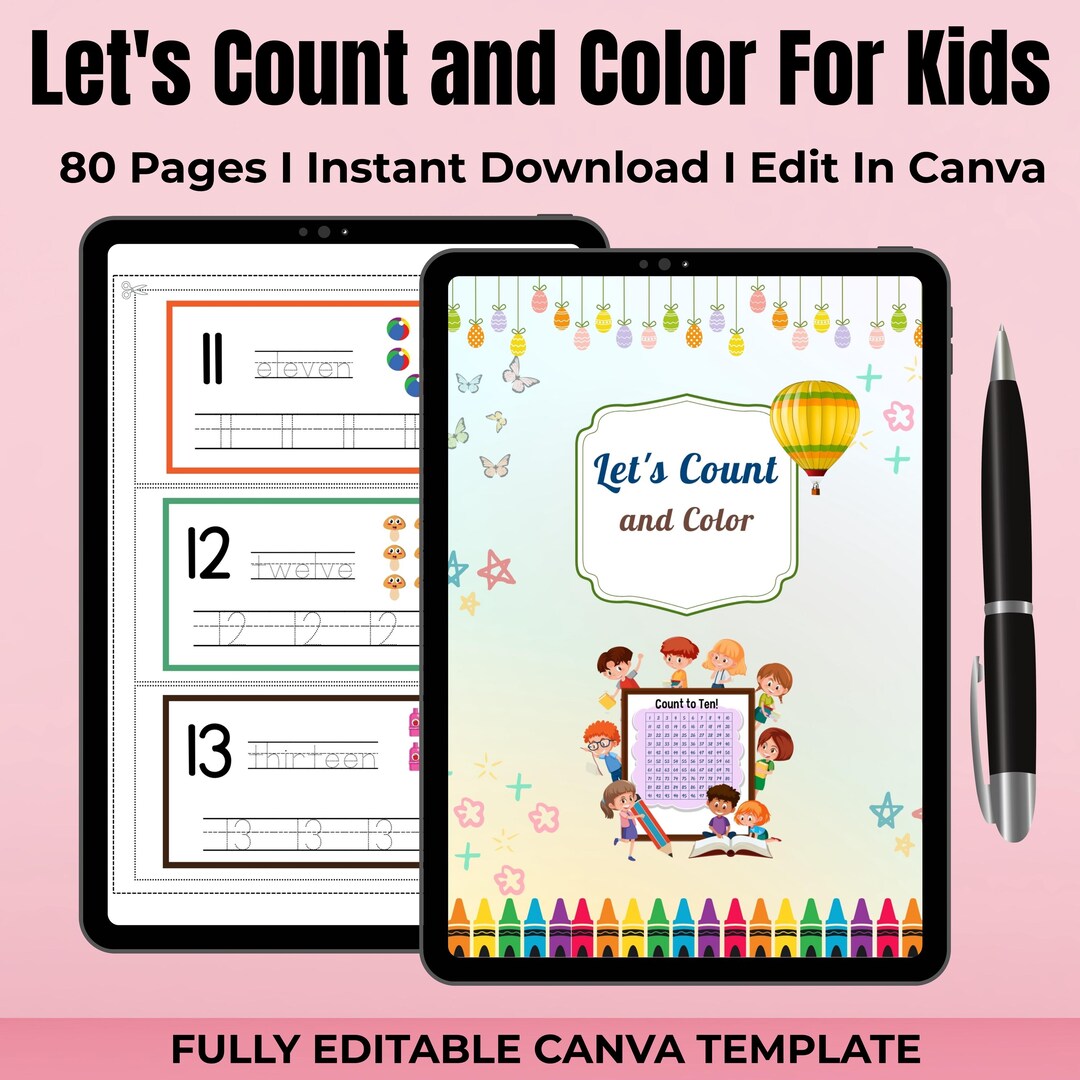 Count and Color Math Worksheets, Preschool Learning (canva Editable) - Etsy