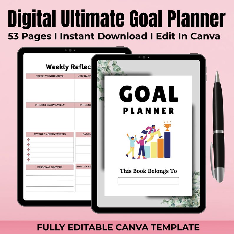 Digital Ultimate Goal Planner Bundle | Printable Goal Setting and ...