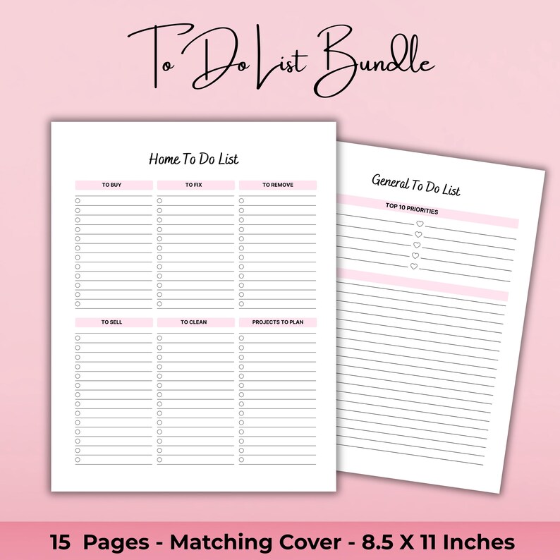 Editable to Do List Bundle: Planner Pages, Canva Template (PDF) - Etsy