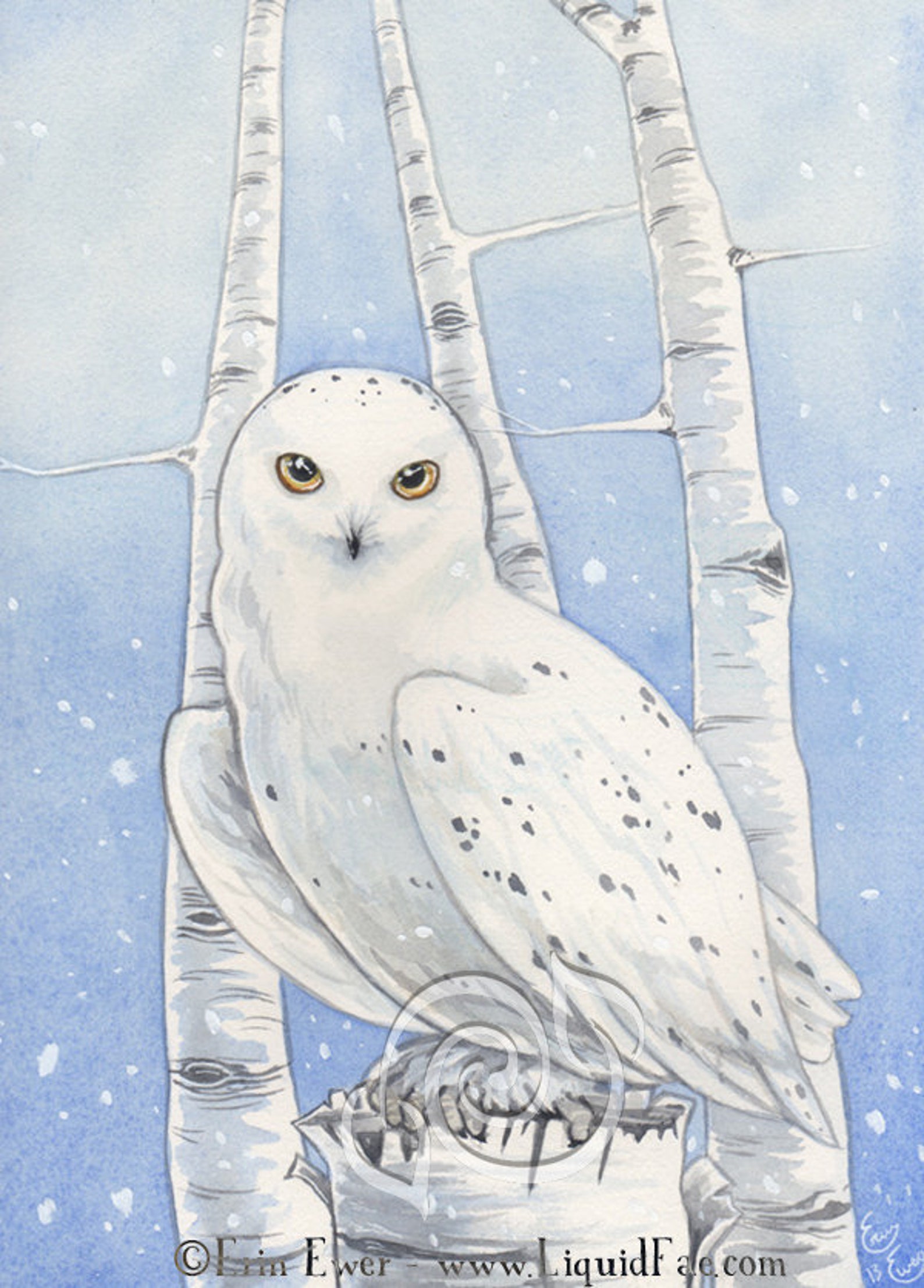 Snowy Owl Compact Mirror - Watercolor Art - Clamshell - Pocket - Purse ...