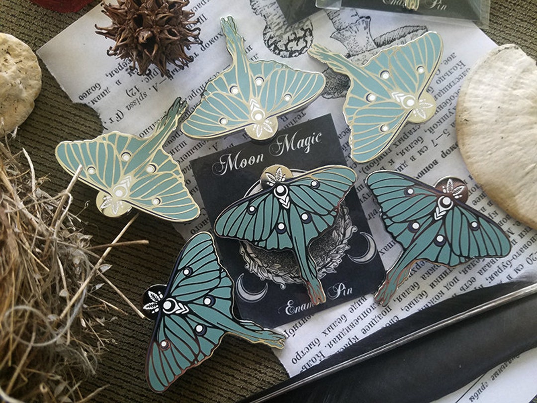 Luna Moth Enamel Pin - Moon Magic Broach - Etsy