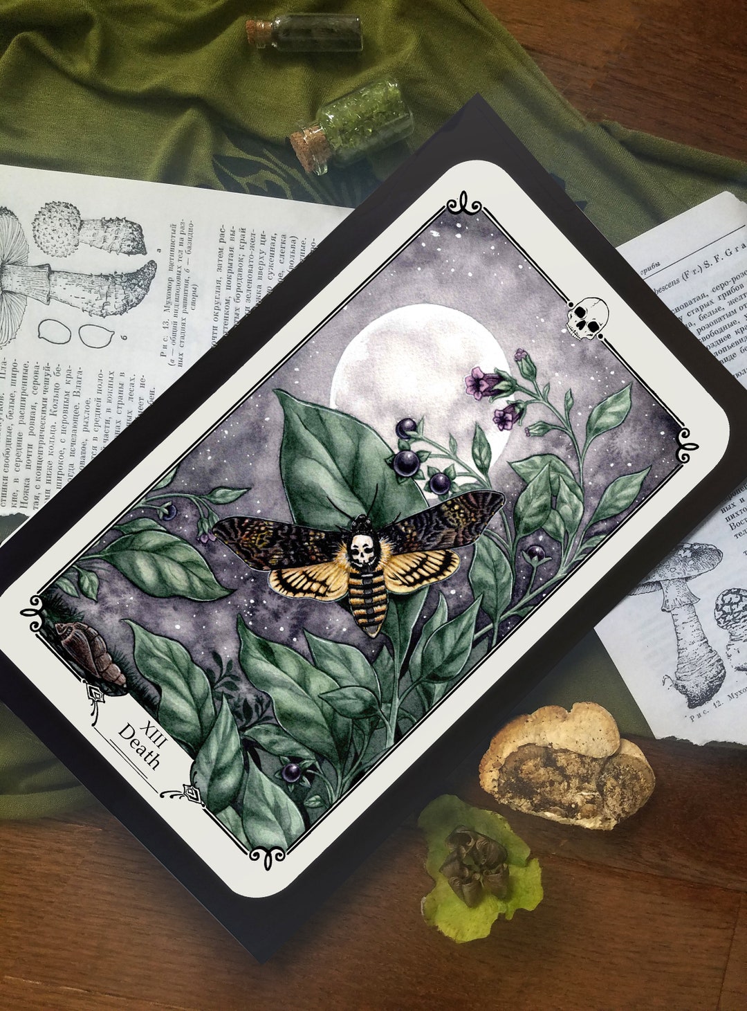 Death Tarot Print - Deaths Head Moth - Cards - Major Arcana ...