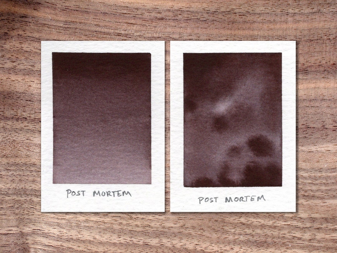 Post Mortem - Burgundy Wine Red Violet - Handmade Watercolor Paint - Half Pan - Semi-granulating ...