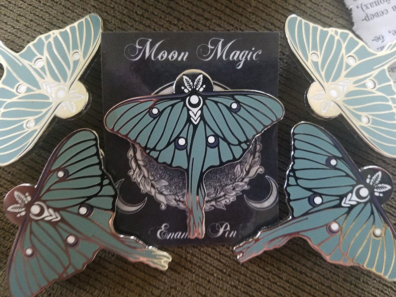 Luna Moth Enamel Pin - Moon Magic Broach - Etsy