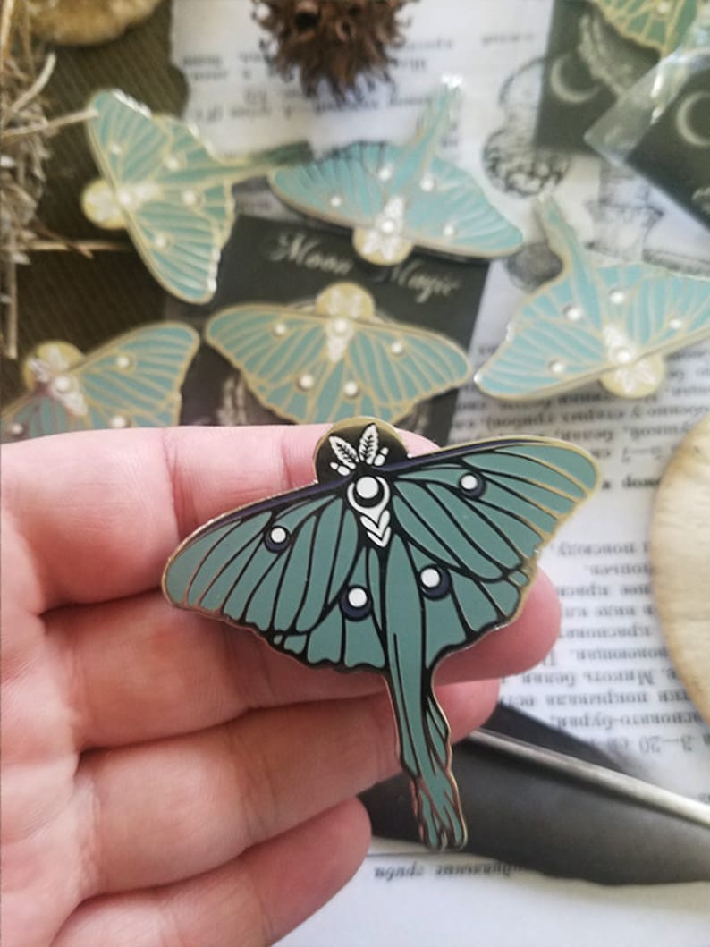 Luna Moth Enamel Pin - Moon Magic Broach - Etsy