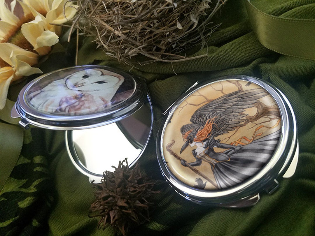 The Crow Compact Mirror - Crow Mask - Masquerade - Witch Art ...