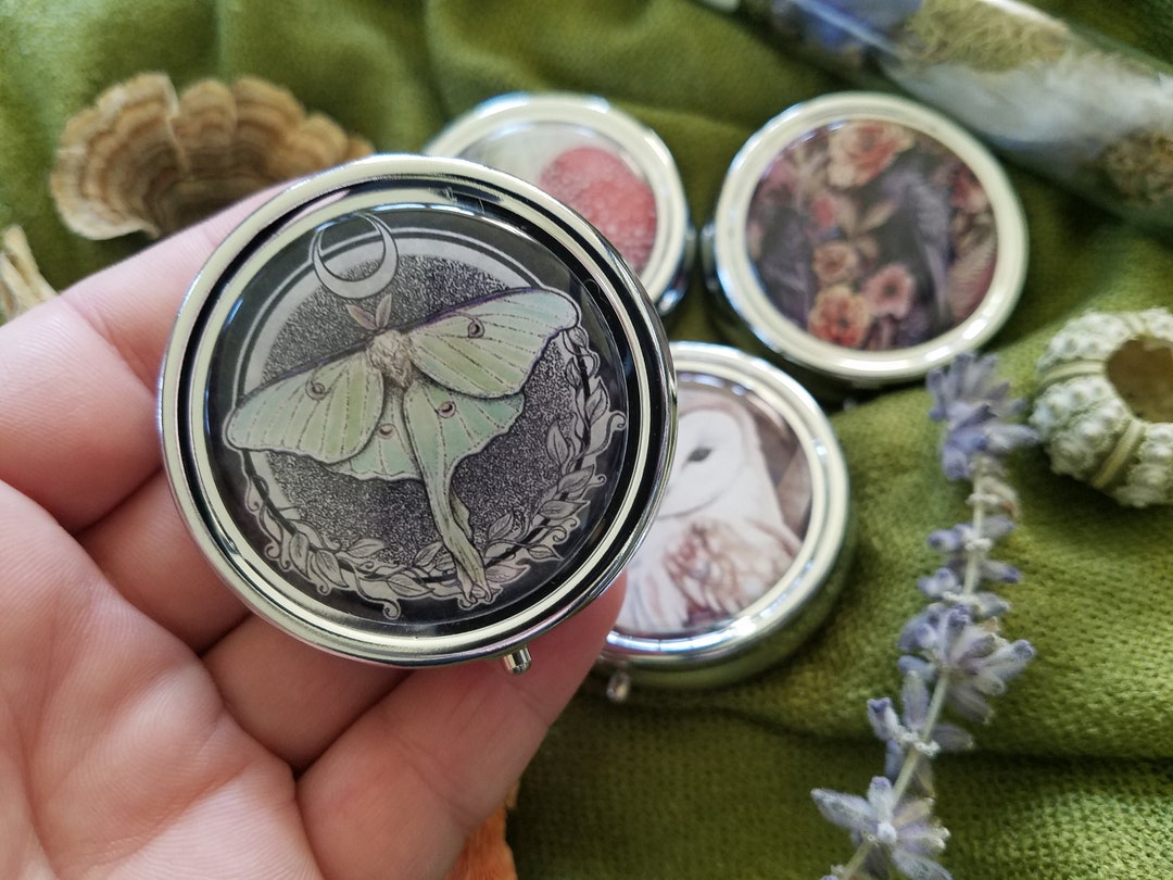 Luna Moth Pill Boxes- Two Designs Available - Case - 3 Compartment ...