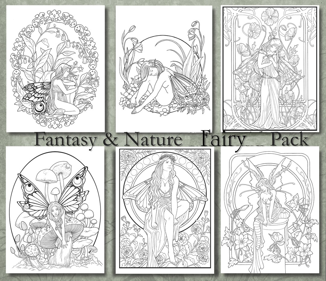DIGITAL Fairy Coloring Pack - Fantasy and Nature - Adult Intermediate ...