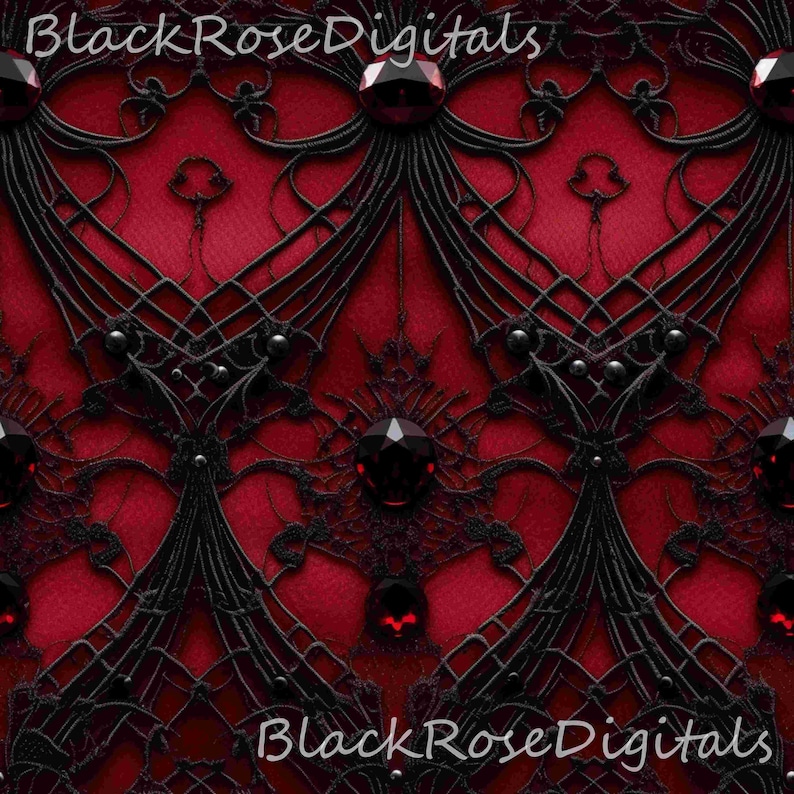 Blood Red Lace Digital Paper, Seamless Pattern, Victorian Lace ...