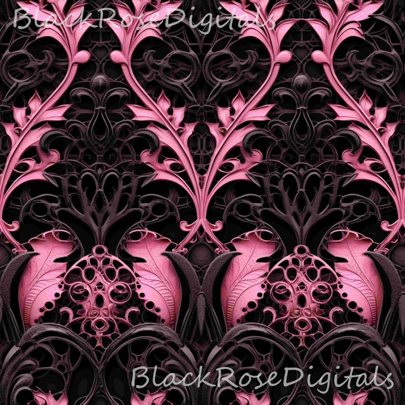 Gothic Pink Lace Digital Paper, Seamless Victorian Patterns (digital ...