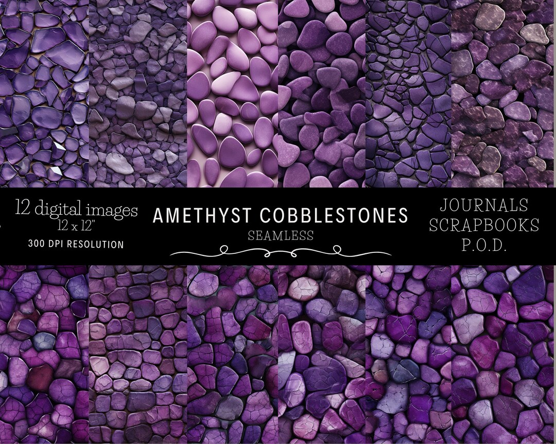 Amethyst Cobblestone Digital Paper, Seamless Texture (digital Download ...
