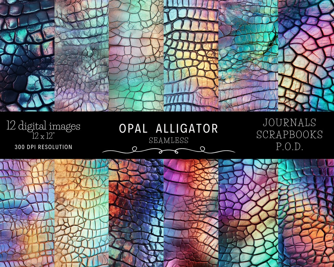 Opal Alligator Skin Digital Paper, Seamless Pattern, Textured-look ...