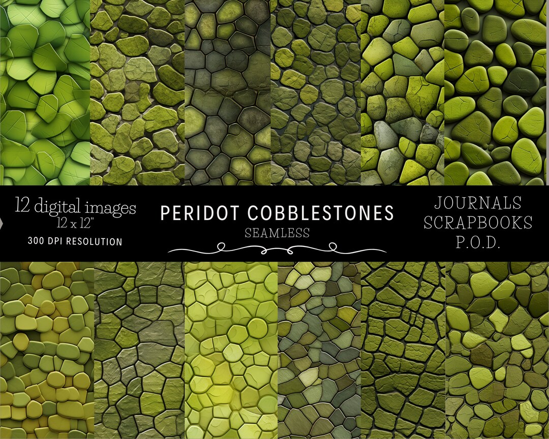 Peridot Cobblestone Digital Paper, Seamless Scrapbook Pattern (digital ...