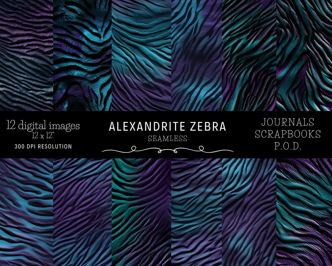Alexandrite Zebra Stripe Digital Paper, Seamless Pattern, Embossed-look ...