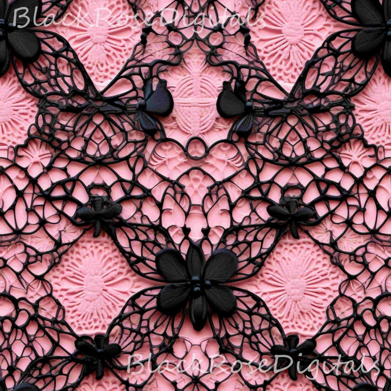 Gothic Pink Lace Digital Paper, Seamless Victorian Patterns (digital ...