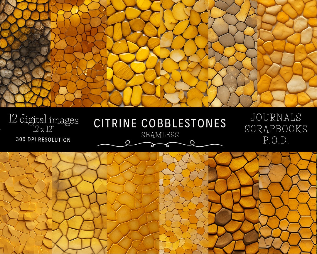 Citrine Cobblestone Digital Paper, Seamless Pattern, Textured-look ...