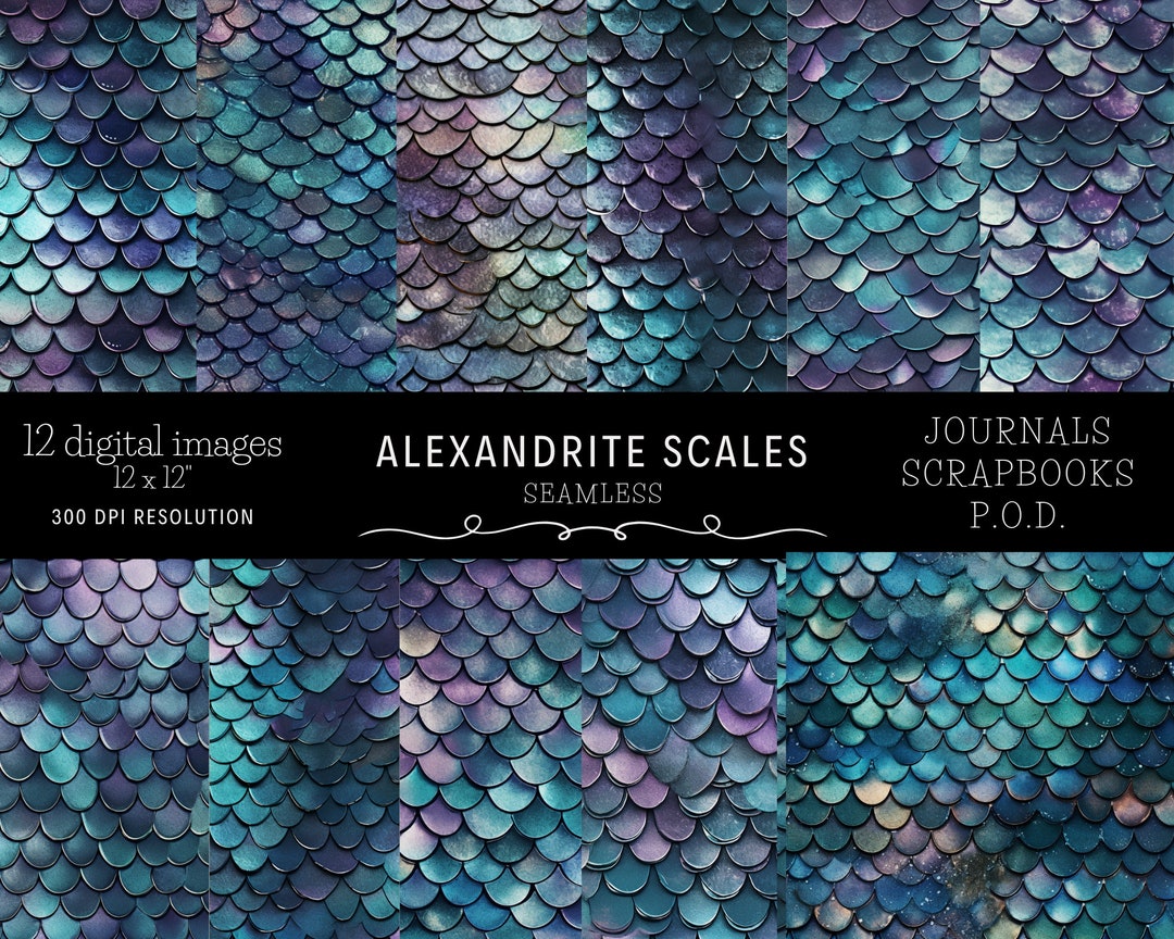 Alexandrite Scales Digital Paper, Seamless Pattern, Scrapbook Papers ...