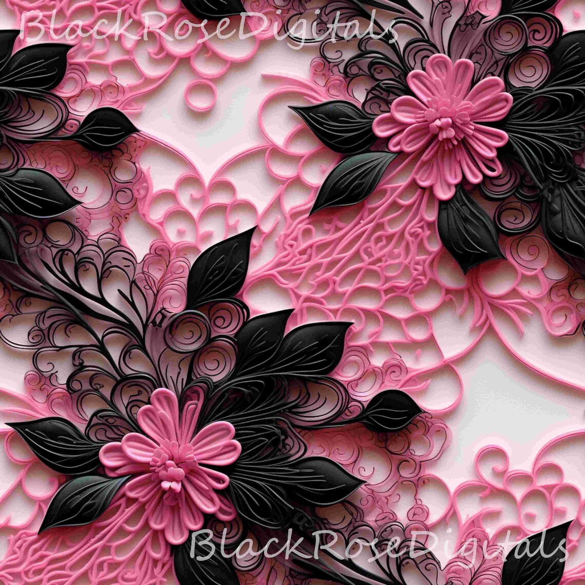 Gothic Pink Lace Digital Paper, Seamless Victorian Patterns (digital ...