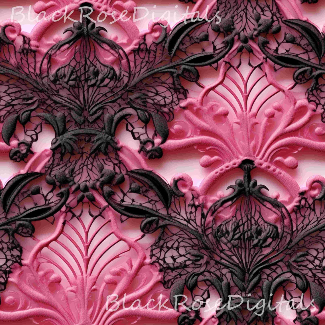 Gothic Pink Lace Digital Paper, Seamless Victorian Patterns (digital ...