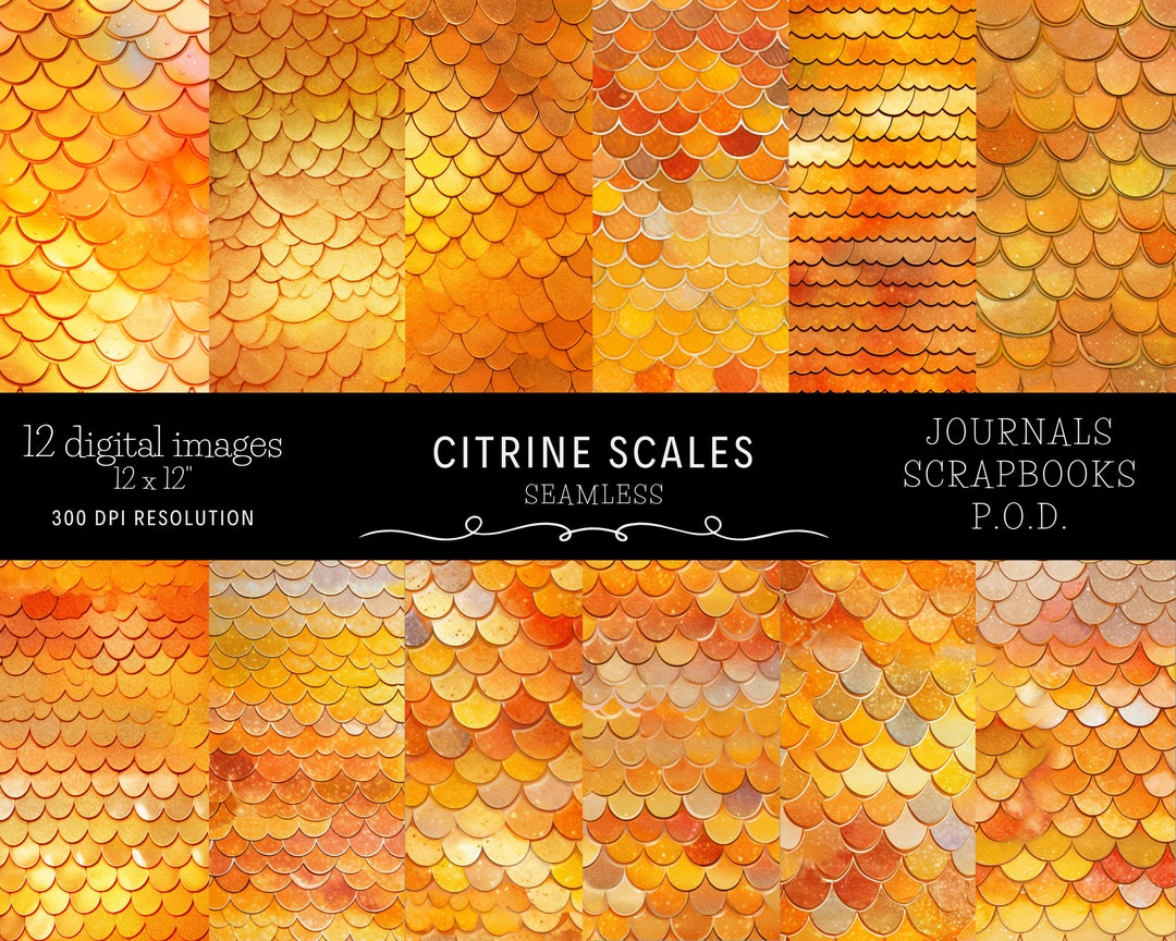 Citrine Scales Digital Paper, Seamless Scrapbook Pattern (instant ...
