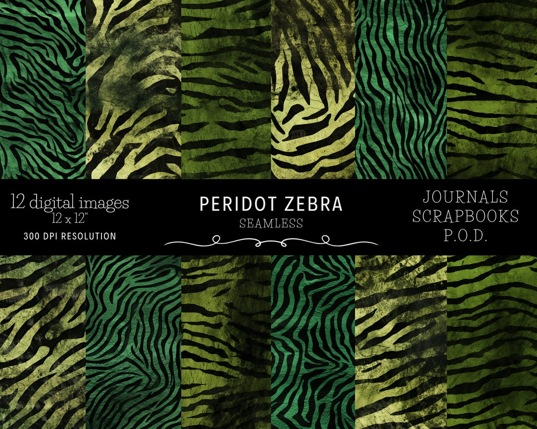 Peridot Zebra Stripe Digital Paper, Seamless Pattern, Embossed-look ...