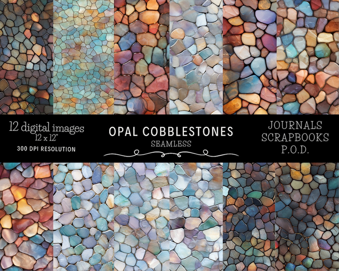 Opal Cobblestone Digital Paper, Seamless Pattern, Textured-look ...