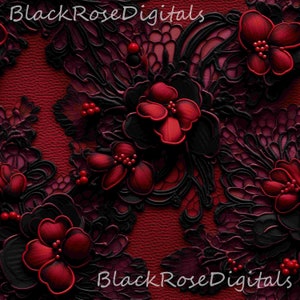 Blood Red Lace Digital Paper, Seamless Pattern, Victorian Lace ...