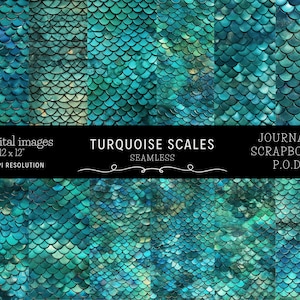 Turquoise Scales Digital Paper, Seamless Scrapbook Pattern (digital ...