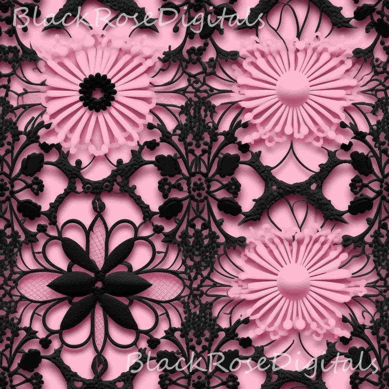 Pink Lace Digital Paper, Seamless Pattern, Victorian Lace Scrapbook ...